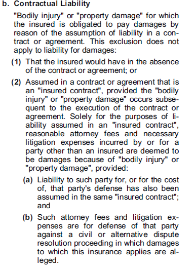 CONTRACTUAL LIABILITY EXCLUSION IN CGL POLICIES AND CONTRACTUAL LIABILITY EXCLUSION IN CGL POLICIES AND