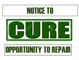 OWNER'S OBLIGATION GIVING NOTICE TO CURE TO CONTRACTOR AND ANALYZING ...